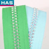 China #10 Diamond Lightweight Open Ended Zips Green Decorative Zippers For Dresses for sale