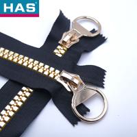 China Resin Black Gold Zipper #3 #5 #8 #10 Metallic Gold Zipper for Handbags for sale