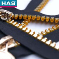 China Resin Black Gold Zipper #3 #5 #8 #10 Metallic Gold Zipper for Handbags for sale