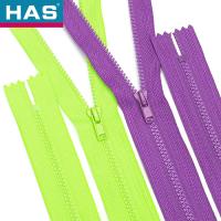 China Fluorescent Green Invisible Zipper Closed End / Open End Purple Separating Zipper for sale