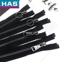 China Eco Friendly Metal Zippers Polished Black Metal Zip For Garment Jacket for sale