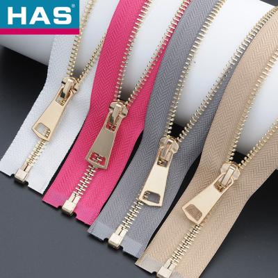 China #5 White Open Ended Zip Silver Teeth / Gold Teeth Handbag Zippers for sale