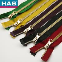China #3 #5 #7 Nylon Zippers Golden Teeth Heavy Duty Coat Zippers Nickel Free for sale