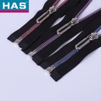 China 28 Inch Open Ended Zip Black Eco Friendly Zipper Red Teeth For Leather Garment for sale