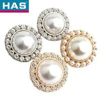 China Silver Gold Diamond Buttons 15 / 18 / 20 / 23 / 25mm Pearl Button for sale
