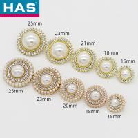 China Silver Gold Diamond Buttons 15 / 18 / 20 / 23 / 25mm Pearl Button for sale