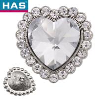 China Exquisite Crystal Heart Buttons 14 / 18 / 21 / 28mm Black Crystal Buttons for sale