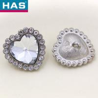 China Exquisite Crystal Heart Buttons 14 / 18 / 21 / 28mm Black Crystal Buttons for sale