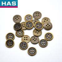 China 18L 4 Hole Metal Button Ant silver Metal Shirt Buttons Round Thin Edged for sale