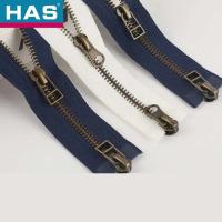 China Two Way Open End Brass Plated Bronze Y Teeth Zipper Double Auto Lock Slider For Coats for sale