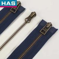 China Two Way Open End Brass Plated Bronze Y Teeth Zipper Double Auto Lock Slider For Coats for sale