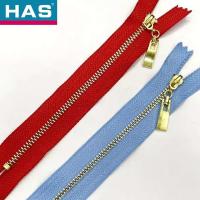 China Light Gold Teeth Zipper With Auto-Lock Hook Slider Teeth Close End Zippers for sale