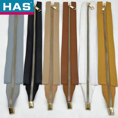 China Braided Bag Zipper Accessories Handmade Bag DIY Zipper PU Metal Tooth Zipper for sale