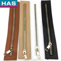 China Pu Leather Bags Accessories Self Locking Custom Close End Metallic Zipper for sale