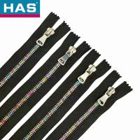 China Eco Friendly Metal Zipper With Smooth Running Teeth And Custom Rainbow Design for sale
