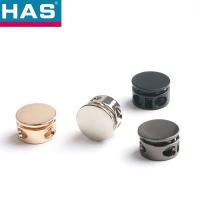 China Custom Logo Metal Cord Lock 2 Hole Drawstring Stopper For Bags Clothing for sale