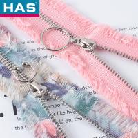 China #5 Personalized Multi-Color Fuzzy Stripe Metal Zippers with Keyring for sale