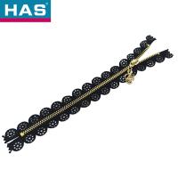 China #3 Custom Metal Zipper With Decorative Lace Hollow Design and Black Eyelet Tape for sale