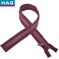 China #10 Rubber Teeth Zipper With Small Diamond Tail And Resin Slider For Garment for sale