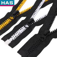 China Open End Resin Zipper With Yellow Specialized Letters For Clothing for sale