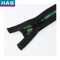 China Plastic Puller Korean Double Color Adhesive Resin Zipper For Jeans Jacket Any Length And Open Tail for sale