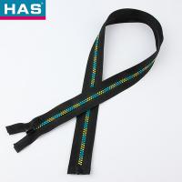 China Plastic Puller Korean Double Color Adhesive Resin Zipper For Jeans Jacket Any Length And Open Tail for sale