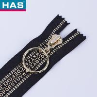 China Lightweight Open Tail Resin Zipper With Alloy Circular Ring Gold Plated For Clothing And Pants Sample for sale