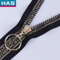 China Lightweight Open Tail Resin Zipper With Alloy Circular Ring Gold Plated For Clothing And Pants Sample for sale