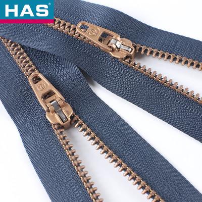 China Lightweight 3 Plastic Slider Zipper For Garments Or Jeans Copper Imitation Design for sale