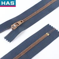 China Lightweight 3 Plastic Slider Zipper For Garments Or Jeans Copper Imitation Design for sale