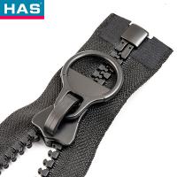 China Resin Coarse Toothed Plastic Zipper With Front Placket Strip For Clothing Puller Plastic Sample for sale