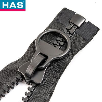 China Resin Coarse Toothed Plastic Zipper With Front Placket Strip For Clothing Puller Plastic Sample for sale