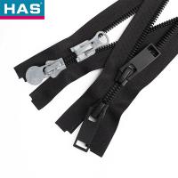 China Tape Polyester Double Pull Head Resin Zipper With Corn Teeth And Double Opening Tail Customization Customized Logo And Color for sale