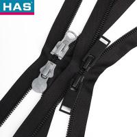 China Tape Polyester Double Pull Head Resin Zipper With Corn Teeth And Double Opening Tail Customization Customized Logo And Color for sale