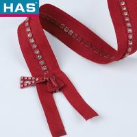 China Custom Colorful Diamond / Rhinestone Open-end Plastic Zippers Accessories for sale