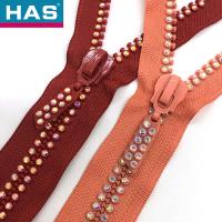 China Custom Colorful Diamond / Rhinestone Open-end Plastic Zippers Accessories for sale