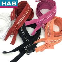 China Custom Colorful Diamond / Rhinestone Open-end Plastic Zippers Accessories for sale