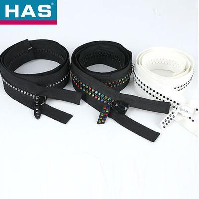 China #10 Rhinestone Zipper Polished Open End Plastic Diamond Zipper for Clothing for sale