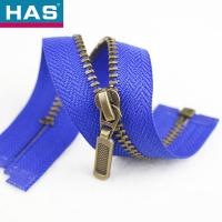 China #3 #5 Blue Metal Zippers 2 Way Jacket Zippers For Clothing Accessories for sale