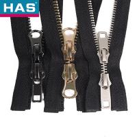 China Auto Lock Slider Metal Zippers 2 Way Open End Zipper Black Strong for sale