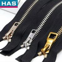 China Auto Lock Slider Metal Zippers 2 Way Open End Zipper Black Strong for sale