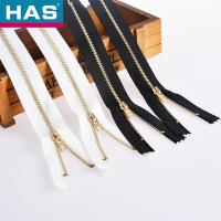 China #5 Metallic Closed End Zips Smooth  Brass Zipper White For Garment for sale