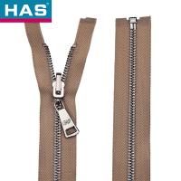 China Customizable Fashion Metal Zippers Brown Open Ended Zip For Jacket for sale