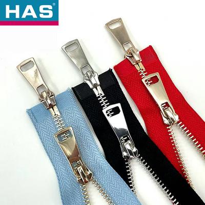 China #10 Silver Metal Zippers Closed End / Open End Brass Zipper With Two Way Design for sale