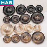 China Polyester Black 4 Hole Buttons 21mm / 25mm Decorative Buttons For Crafts for sale