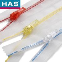 China #5 Blue Resin Zippers with Transparent Plastic Strip Package for Clothing or Luggage for sale