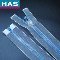 China #5 Blue Transparent Resin 5-Number Color Open Tail Tooth Pull-Tab for Garment for sale
