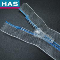 China #5 Blue Transparent Resin 5-Number Color Open Tail Tooth Pull-Tab for Garment for sale