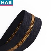 China Upgrade Clothing Brass Golden Double-Pointed Teeth Metal Open-End Zipper Set for sale