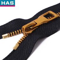 China Upgrade Clothing Brass Golden Double-Pointed Teeth Metal Open-End Zipper Set for sale